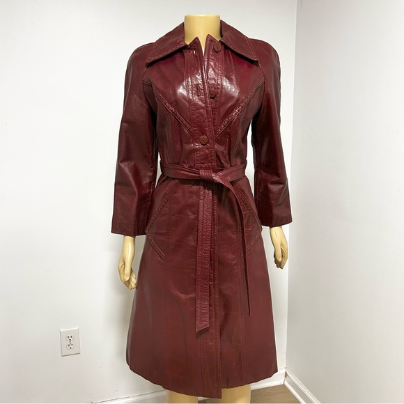 Vintage | Jackets & Coats | Vintage 7s Tfc Burgundy Red Brown Leather ...
